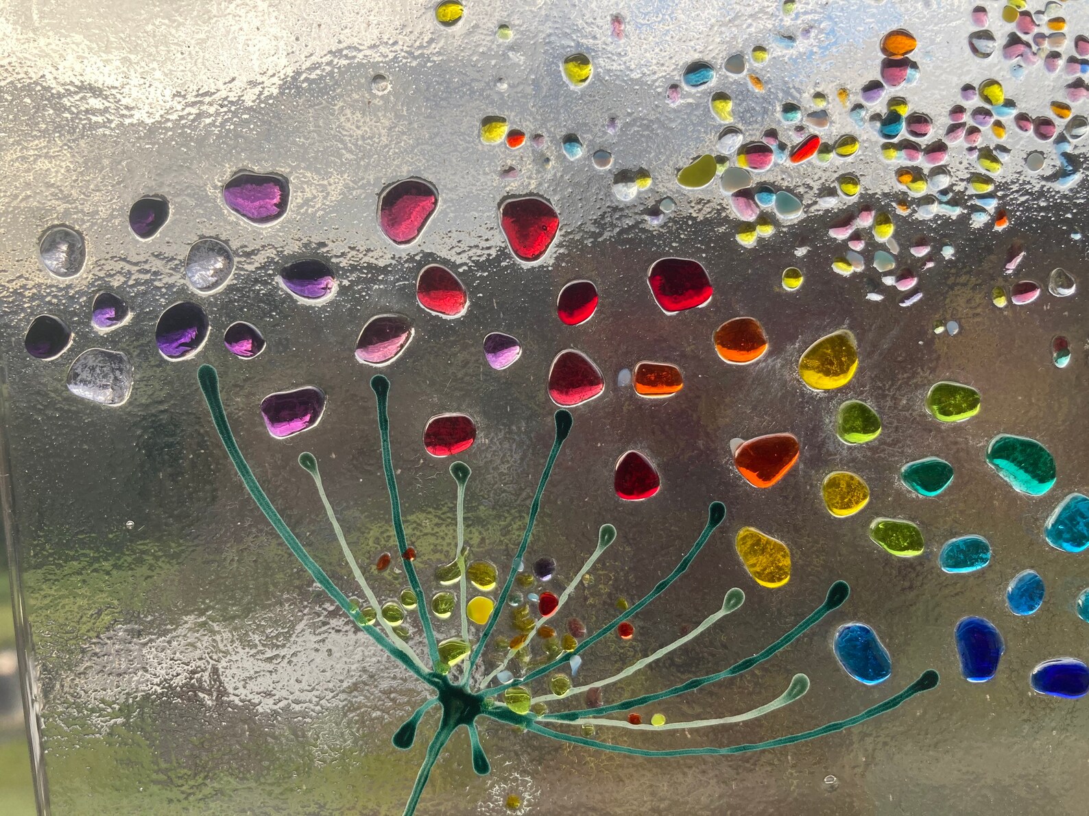 Cheerful Rainbow Allium Flower Fused Glass Art Picture Sun - Etsy