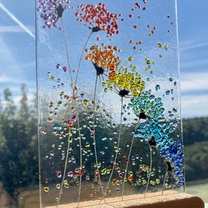 Whimsical Bright Rainbow Flowers Fused Glass Art Picture Sun - Etsy Canada