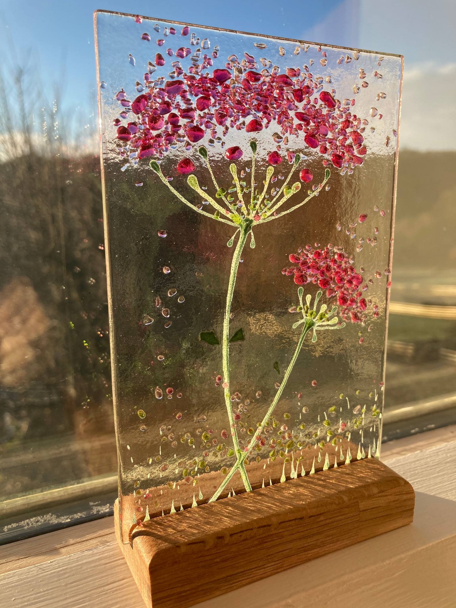 Bright Pink Fused Glass Allium Flower Meadow Picture - Etsy UK