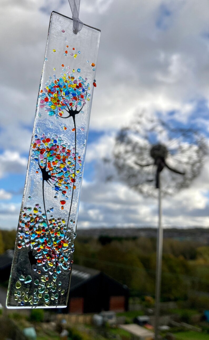 Fused Glass Whimsical Jewel Three Flowers Sun Catcher Two - Etsy