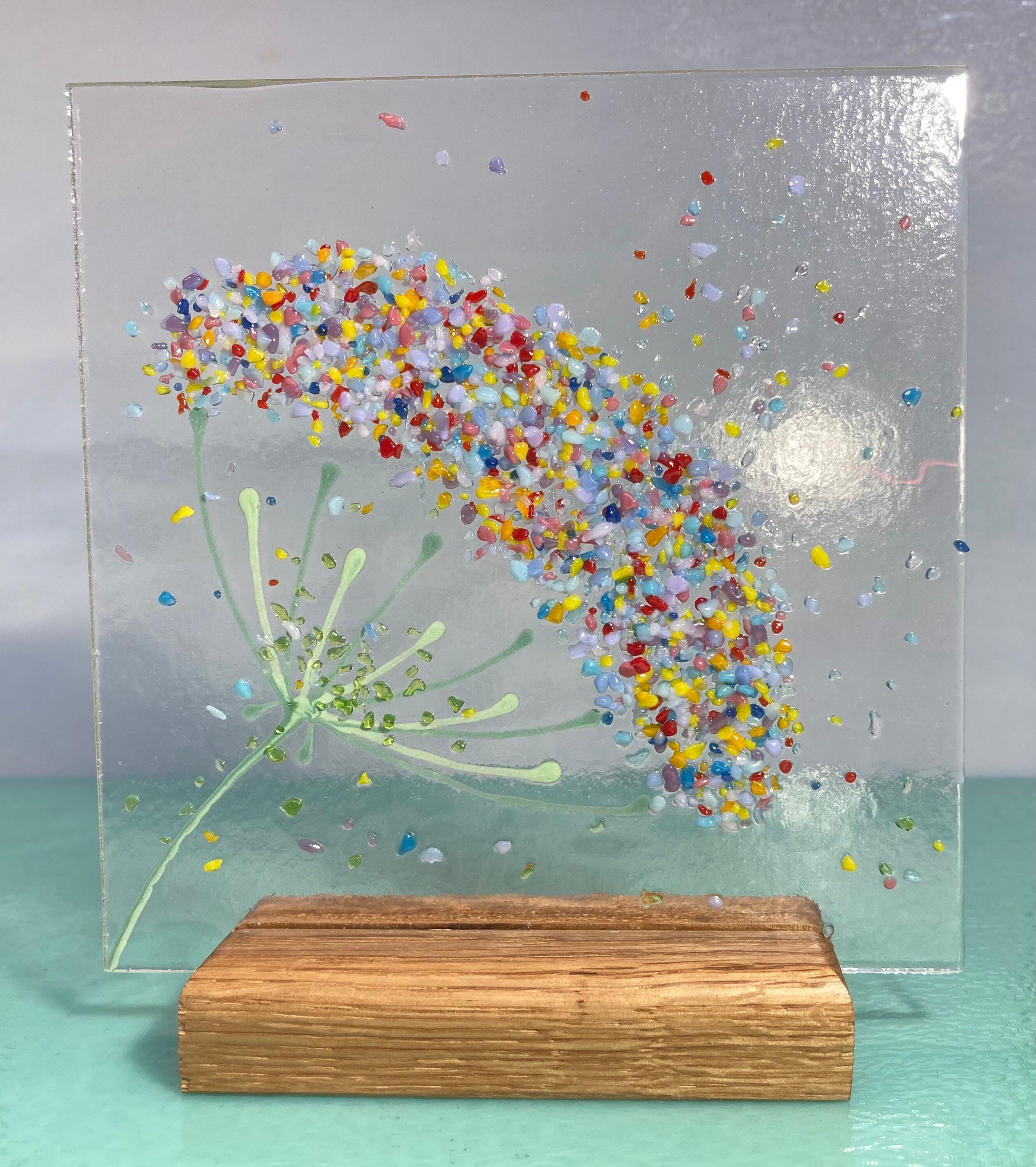 Bright Opaque Jewelled Rainbow Flower Fused Glass Art Picture Sun ...