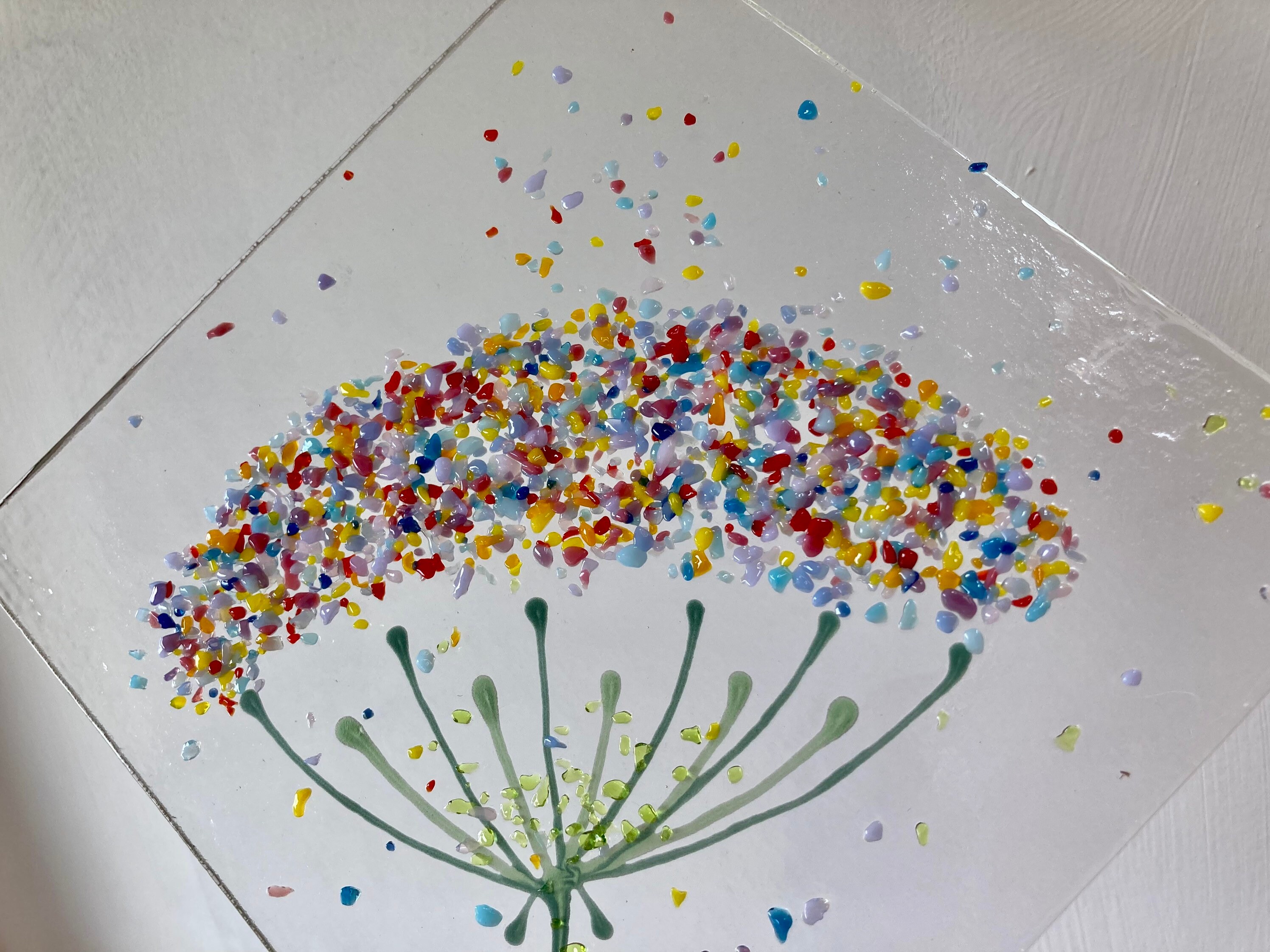 Bright Opaque Jewelled Rainbow Flower Fused Glass Art Picture Sun ...