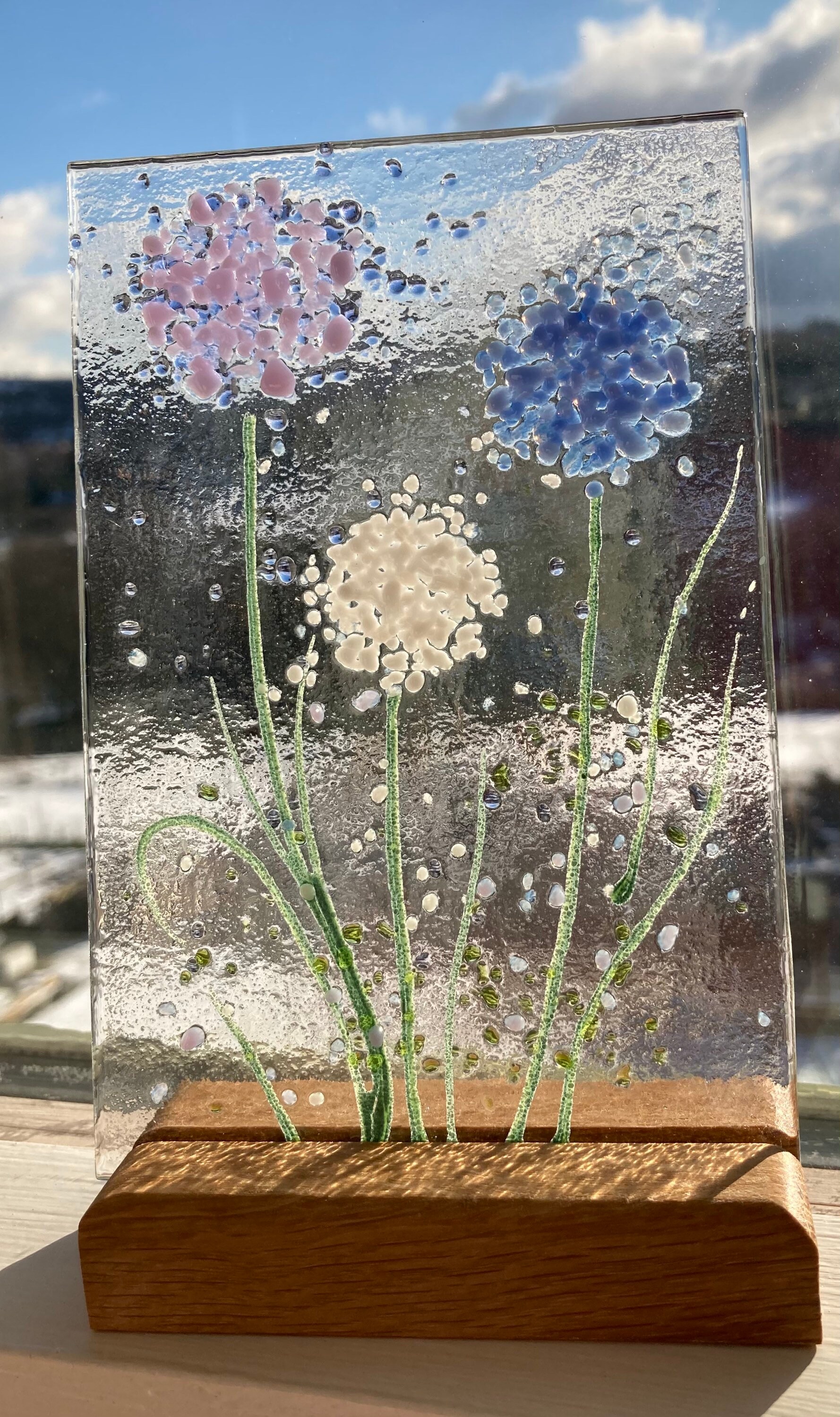 Cheerful Allium Family of Flowers fused glass Art Picture With | Etsy