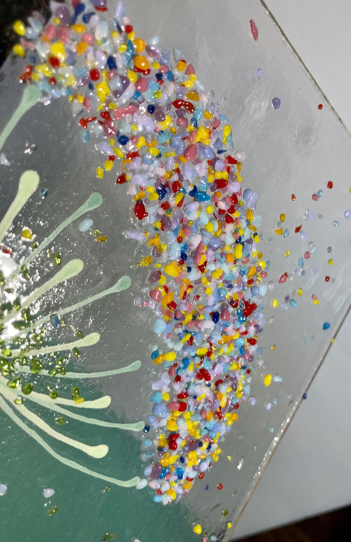 Bright Opaque Jewelled Rainbow Flower Fused Glass Art Picture Sun ...