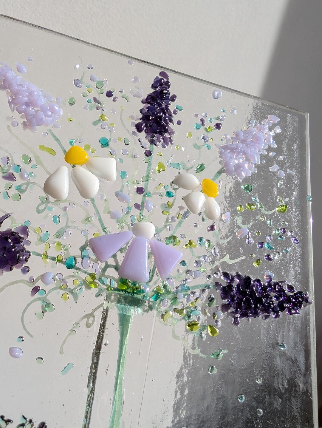 Small Cheerful Everlasting Forever Flower Bouquet Fused Glass Art ...