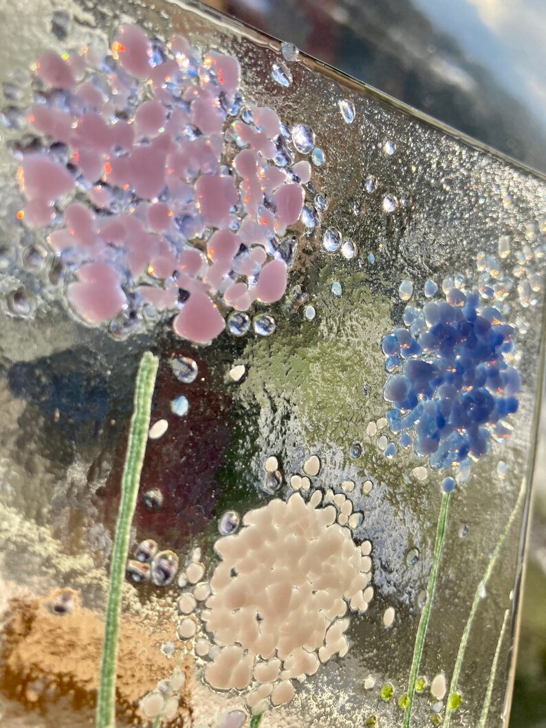 Cheerful Allium Family of Flowers fused glass Art Picture With | Etsy