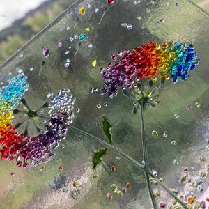 Make a Wish Rainbow Dandelion Clock Fused Glass Picture With Oak Stand ...