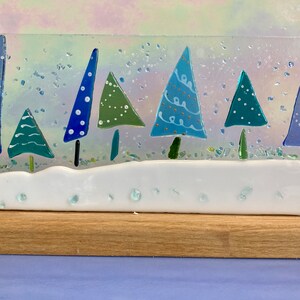 Christmas Winter Tree Scene Fused Glass Art Picture Sun Catcher ...