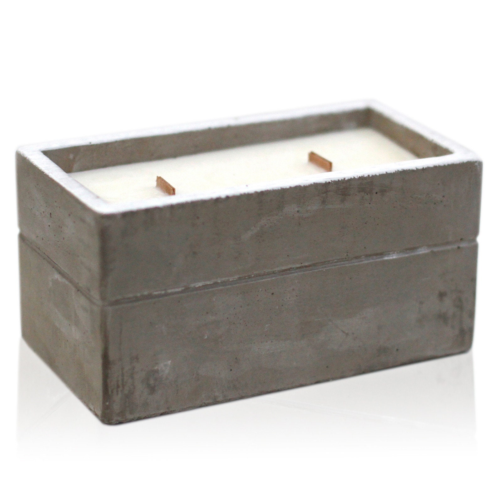 Clove & Dark Sandalwood - Large Rectangle Box Concrete Soy Candle with ...