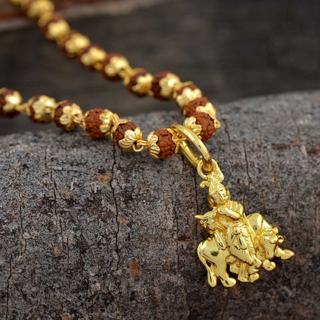 Lord Krishna Pendant ,krishna Locket Hindu Locket With Rudraksha Mala ...