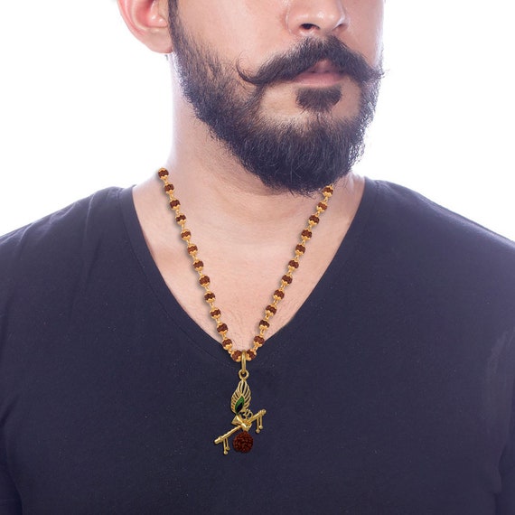 Antique Lord Krishna Pendant With Rudraksha Mala /Cha… - Gem