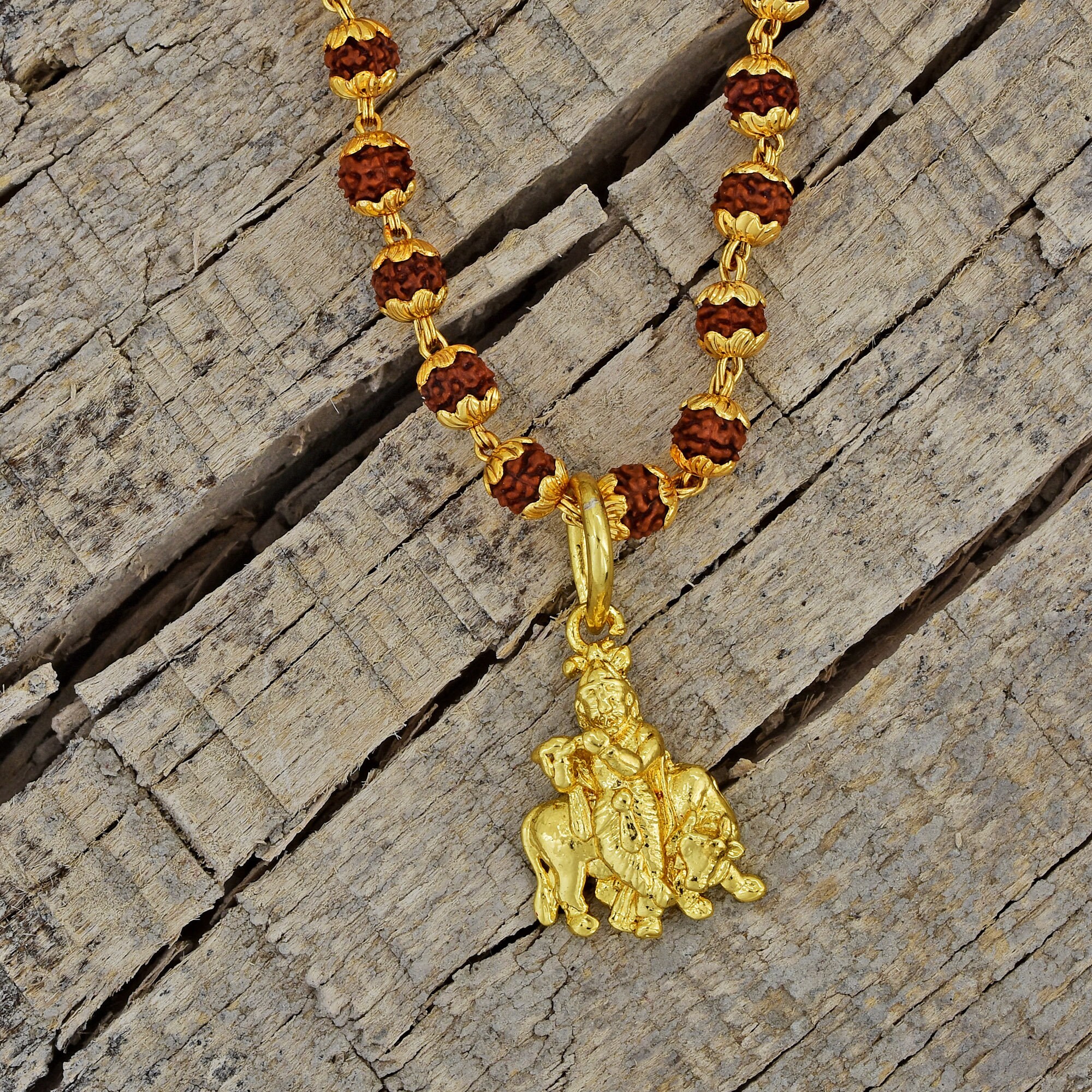 Lord Krishna Pendant ,krishna Locket Hindu Locket With Rudraksha Mala ...