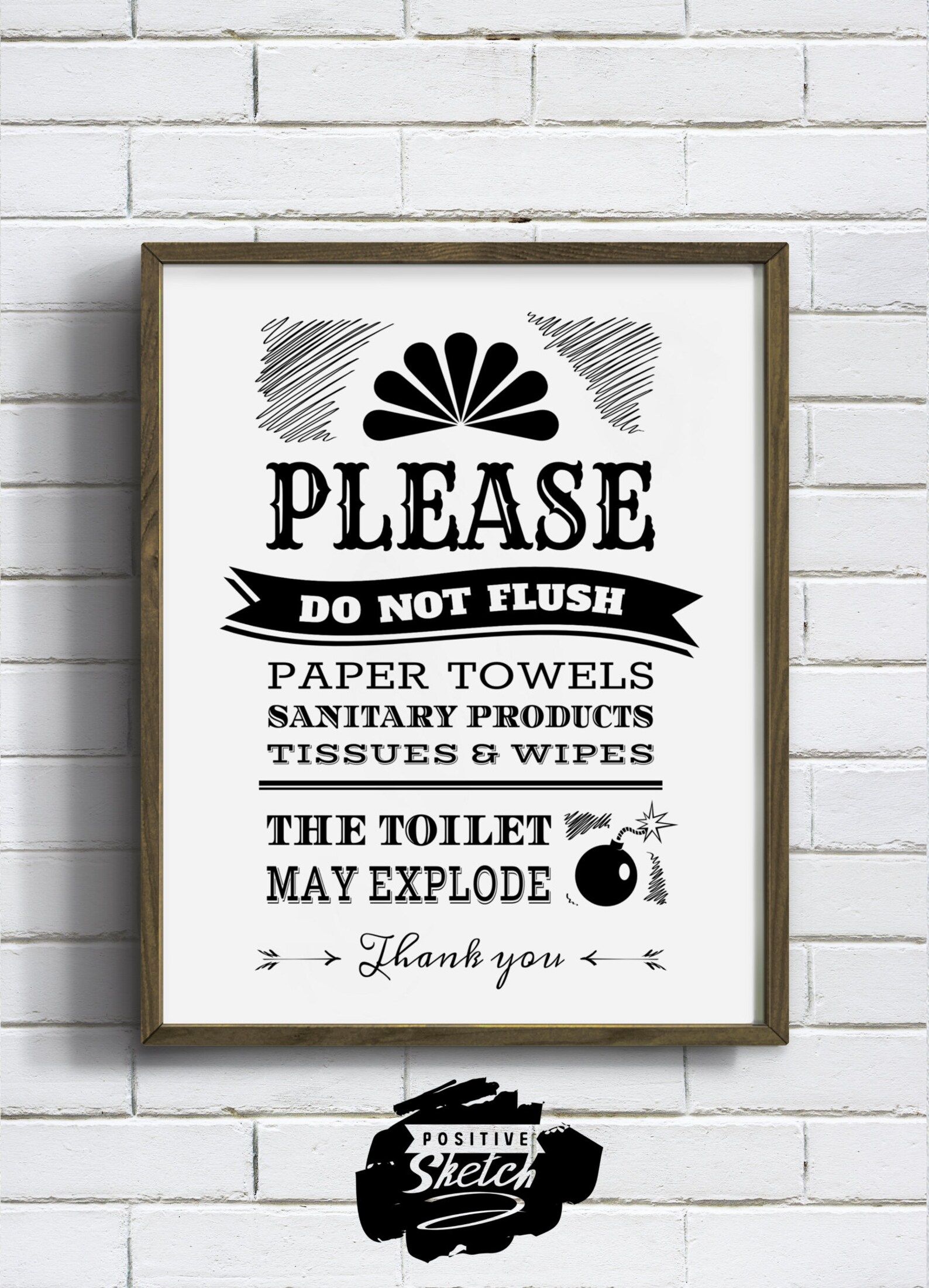 Flush the toilet sign Do not flush bathroom sign Fun | Etsy