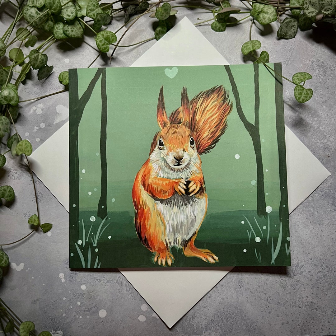 The Wishing Squirrel Card Wildlife Art Greeting Card - Etsy