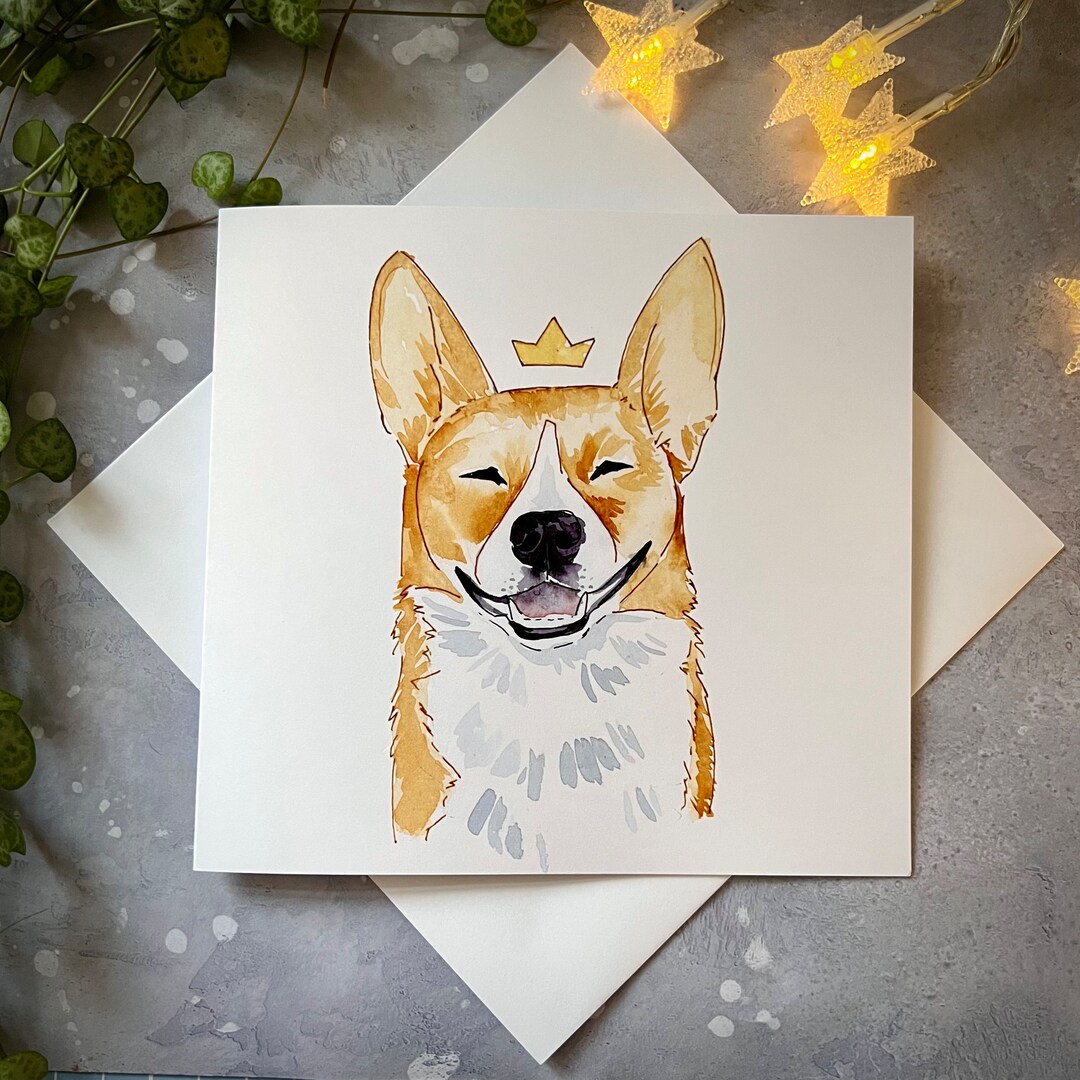 Crowned Corgi Card - Etsy