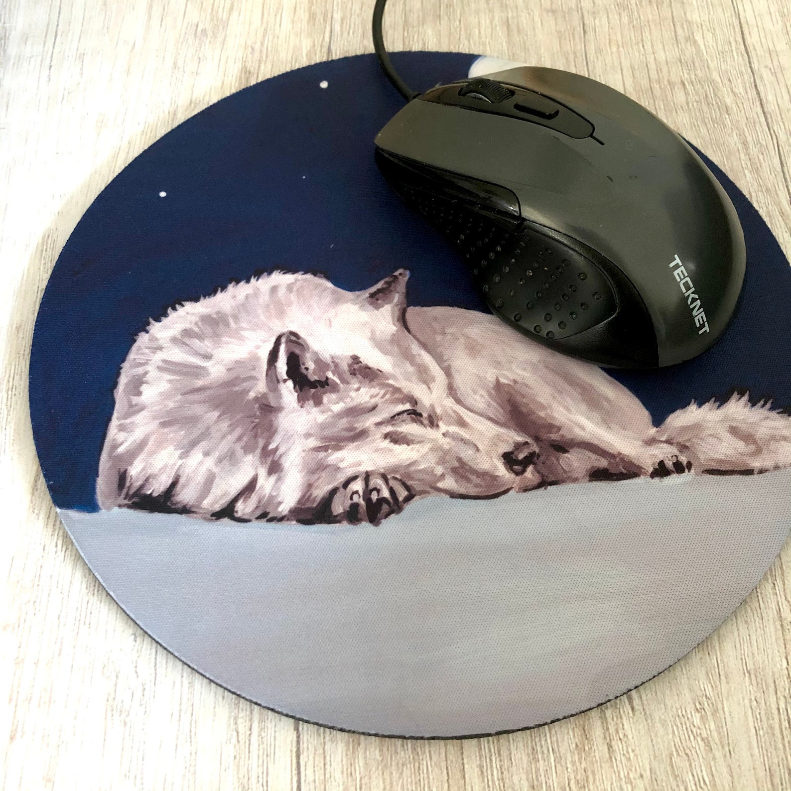 Dreaming Wolf Mouse Mat 20cm Diameter Circular Art Mouse Mat - Etsy UK
