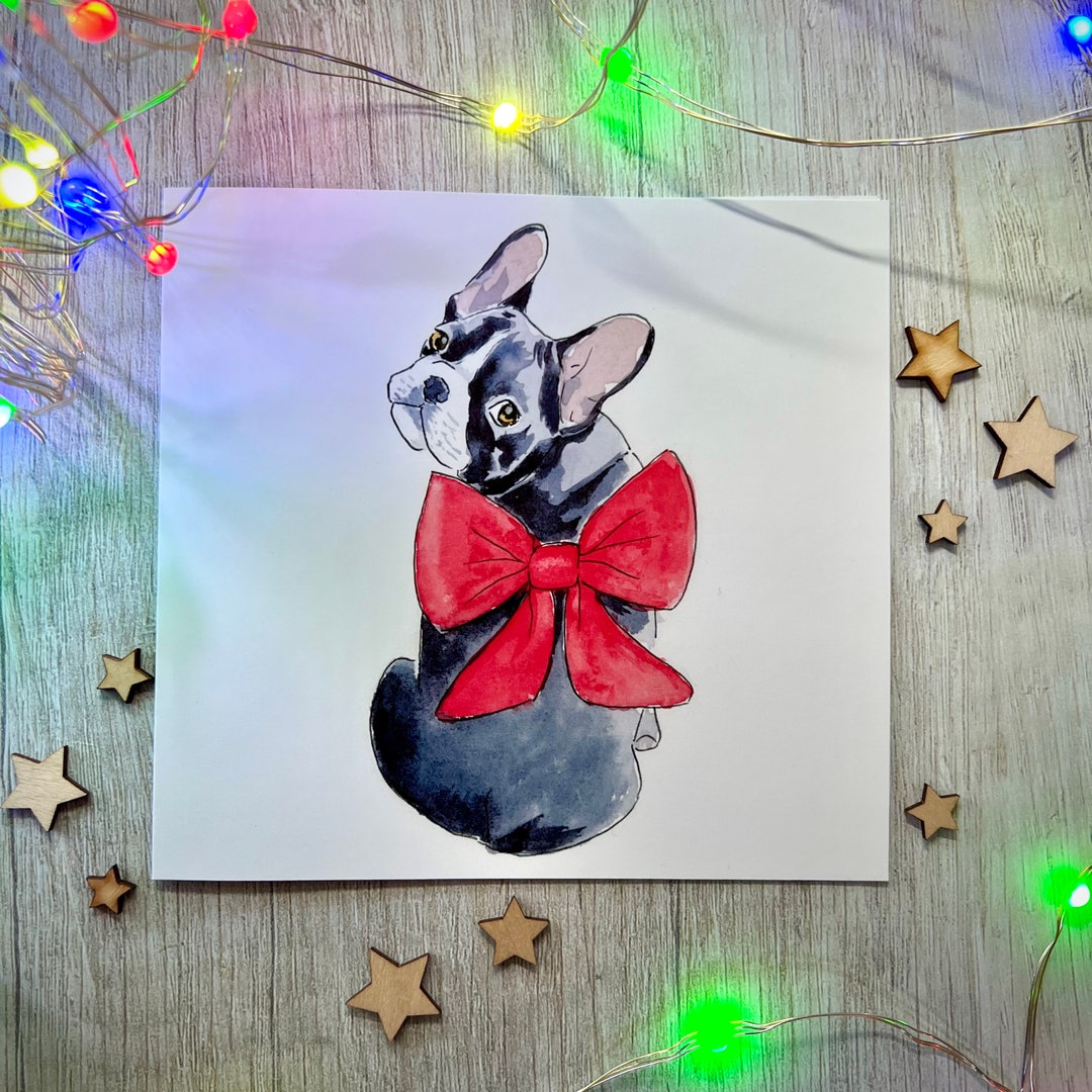 Festive Frenchie Christmas Card - French Bulldog Card - Etsy UK