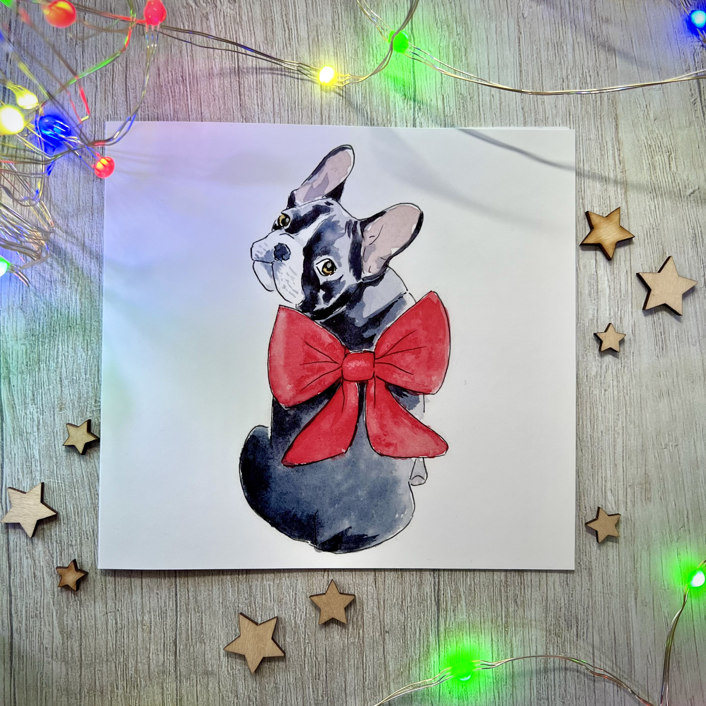 Festive Frenchie Christmas Card French Bulldog Card - Etsy UK