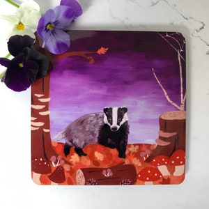 Autumn Badger Coaster - Etsy
