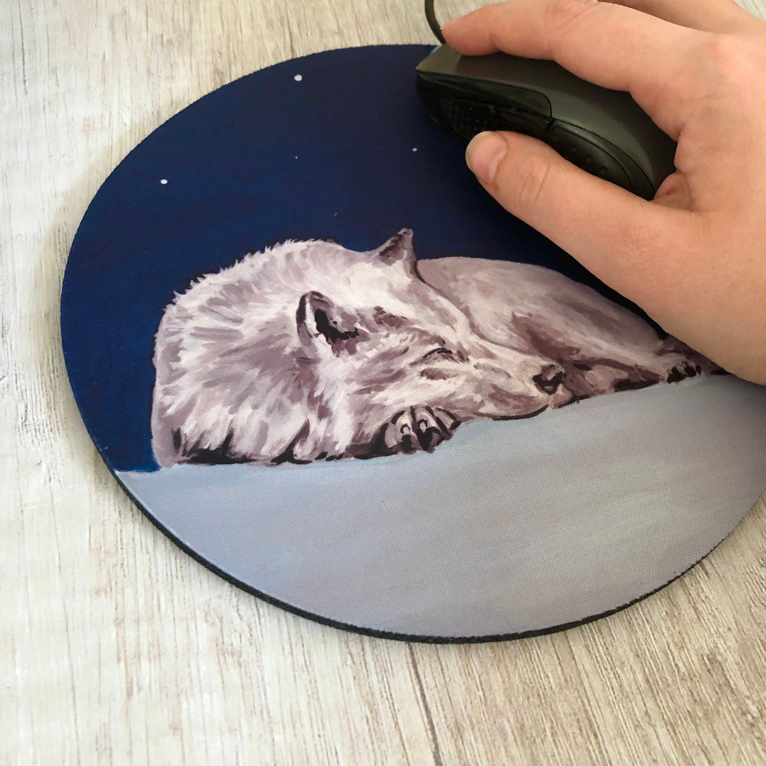Dreaming Wolf Mouse Mat 20cm Diameter Circular Art Mouse Mat | Etsy