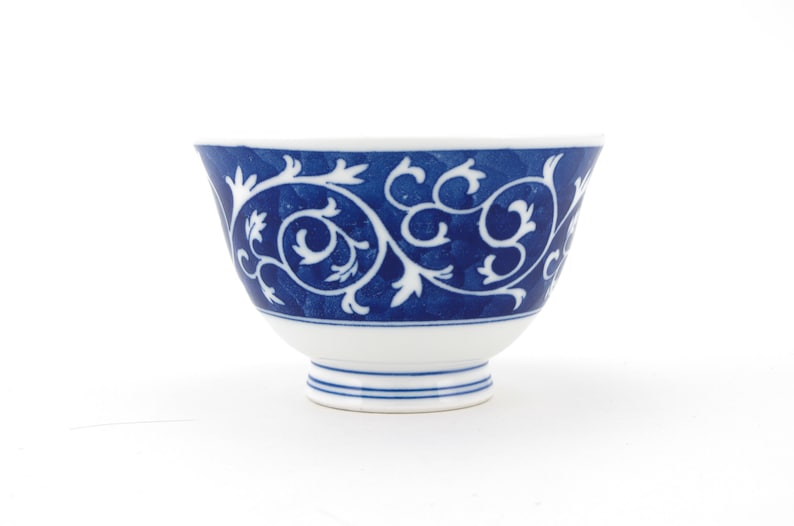 Blue Arabesque Japanese Tea Cup Senchawan Handmade & Painted in Japan ...