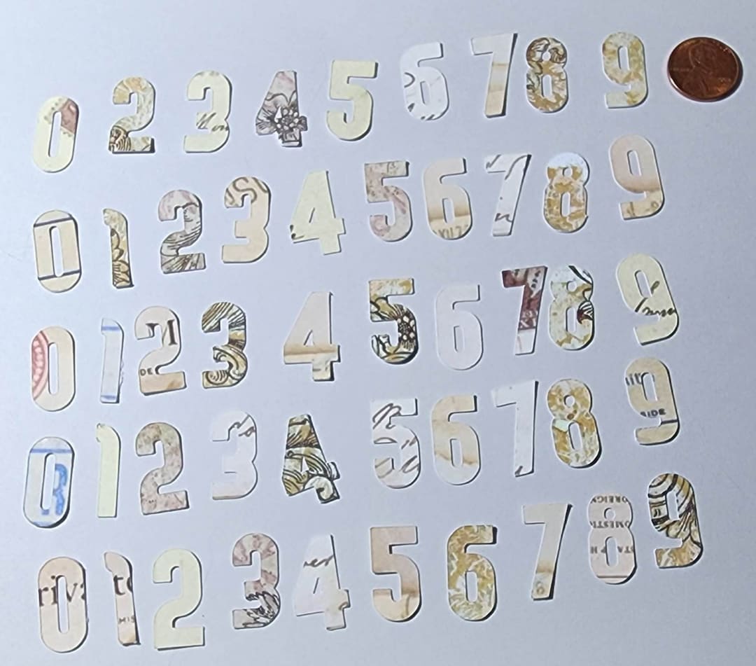 5 Sets of Numbers Variety of Designs Great for Dangles, Junk Journals ...