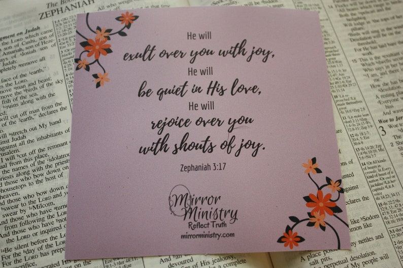 Inspirational Bible Verse for Mirrors or Windows, Zephaniah 3:17 - Etsy