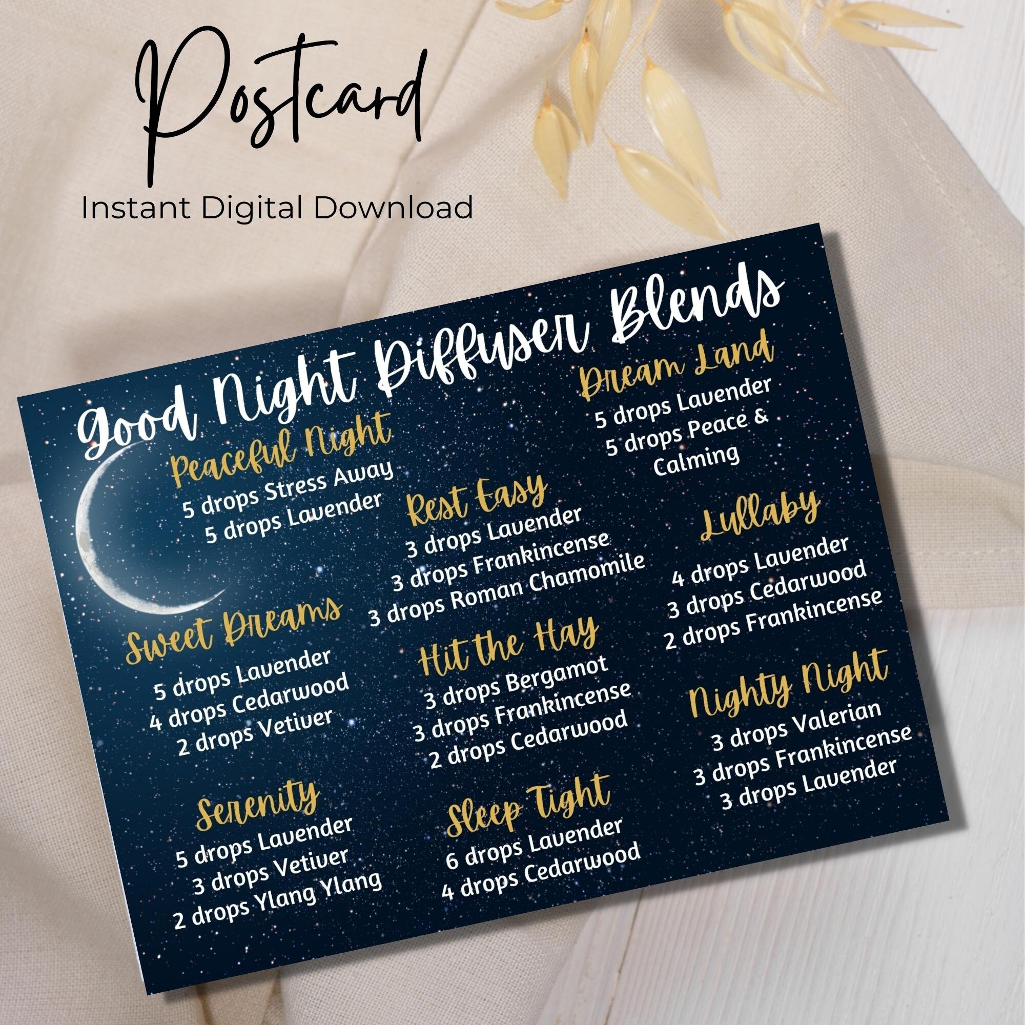 Good Night Diffuser Blends Essential Oil Postcard - Etsy