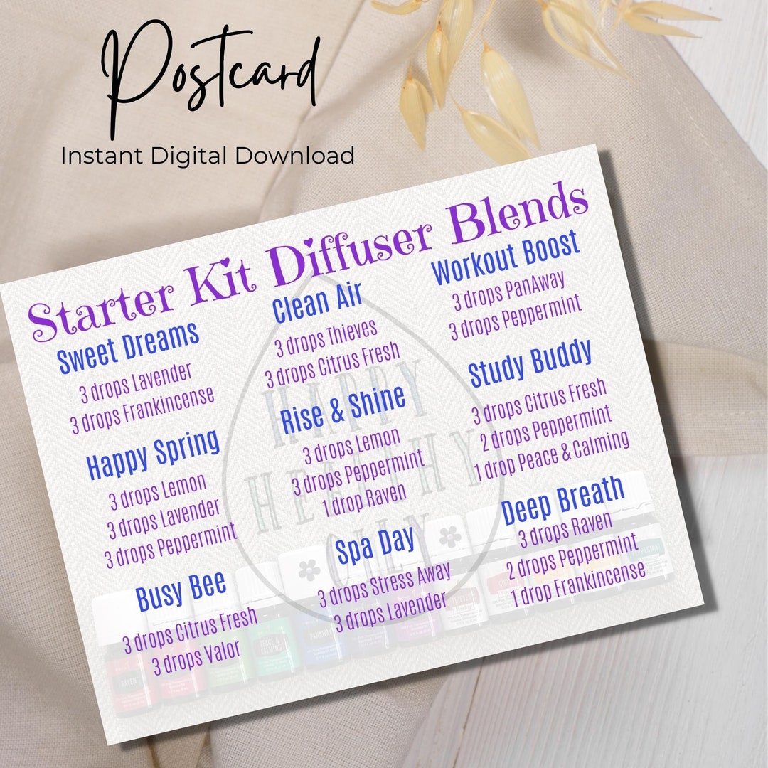 Premium Starter Kit Diffuser Blend Postcard Purple and Black Young Living Essential Oils ...