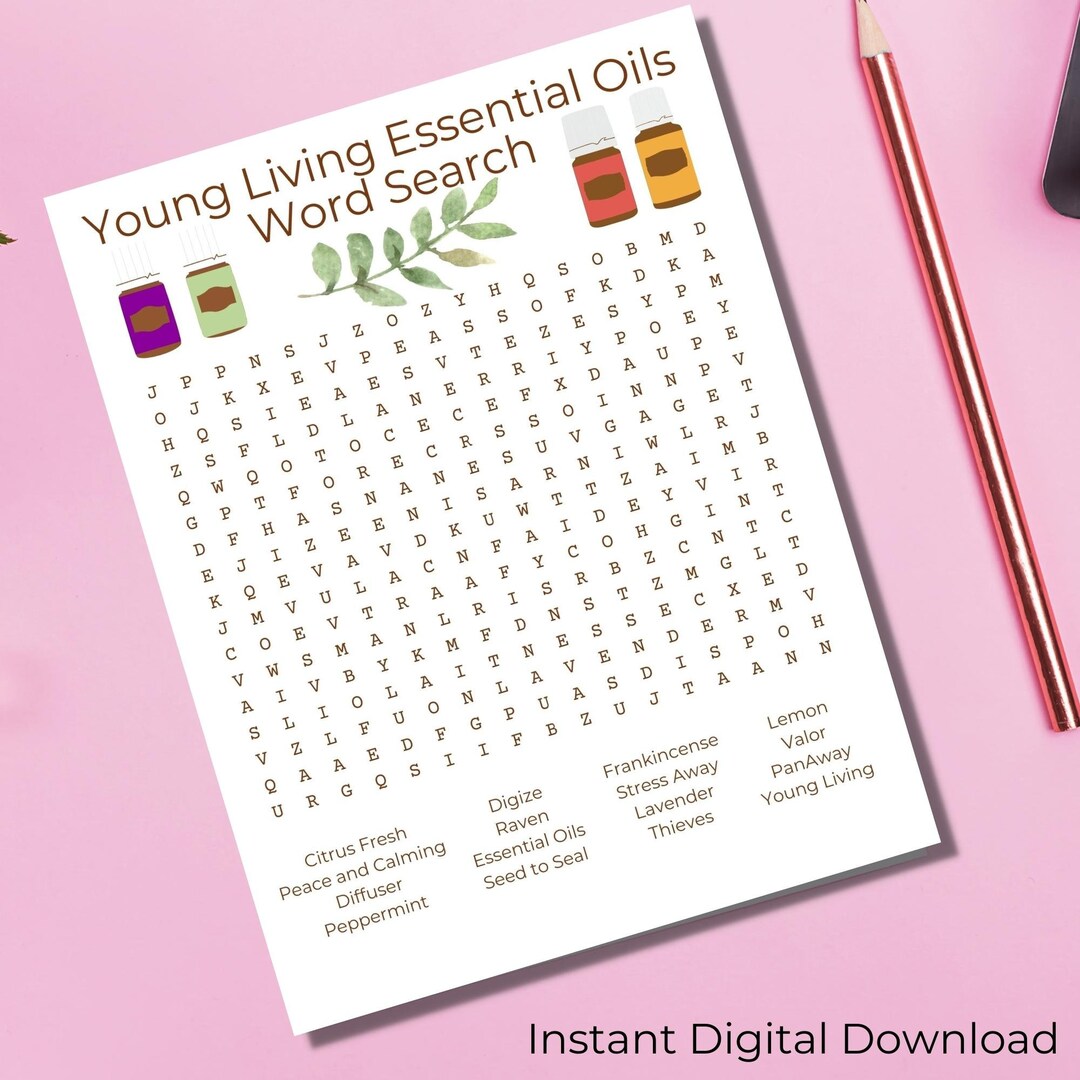 Young Living Essential Oils Word Search Instant Digital Download - Etsy