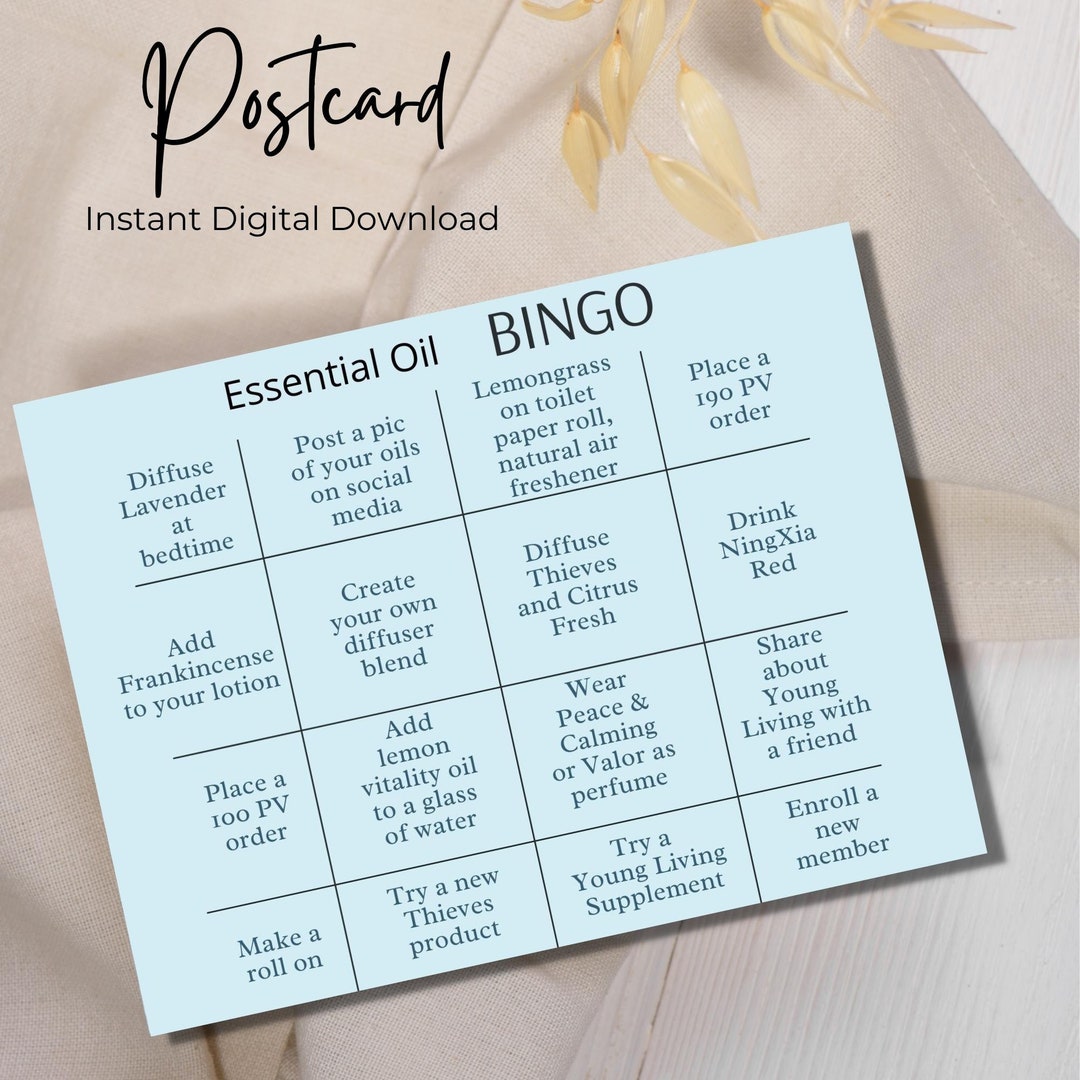 Essential Oil BINGO Postcard - Etsy