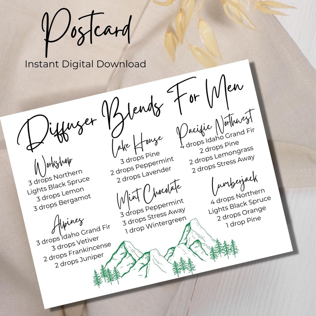 Diffuser Blends for Men Essential Oils Postcard - Etsy