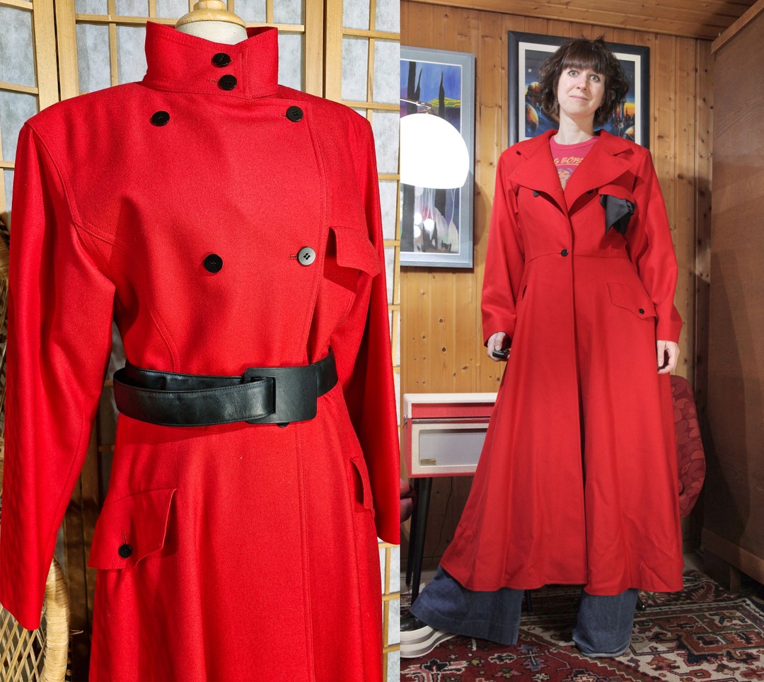 Bright Red 1980s LOUIS FÉRAUD Double Breasted Maxi Wool Coat - Etsy