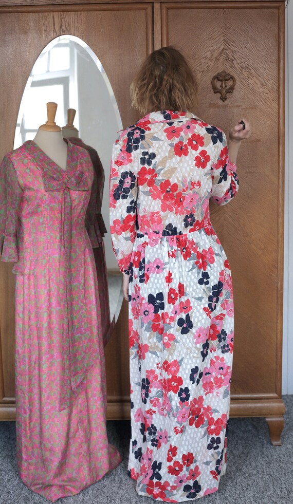 White Handmade Semi-Sheer 1970s Maxi Day Dress with C… - Gem