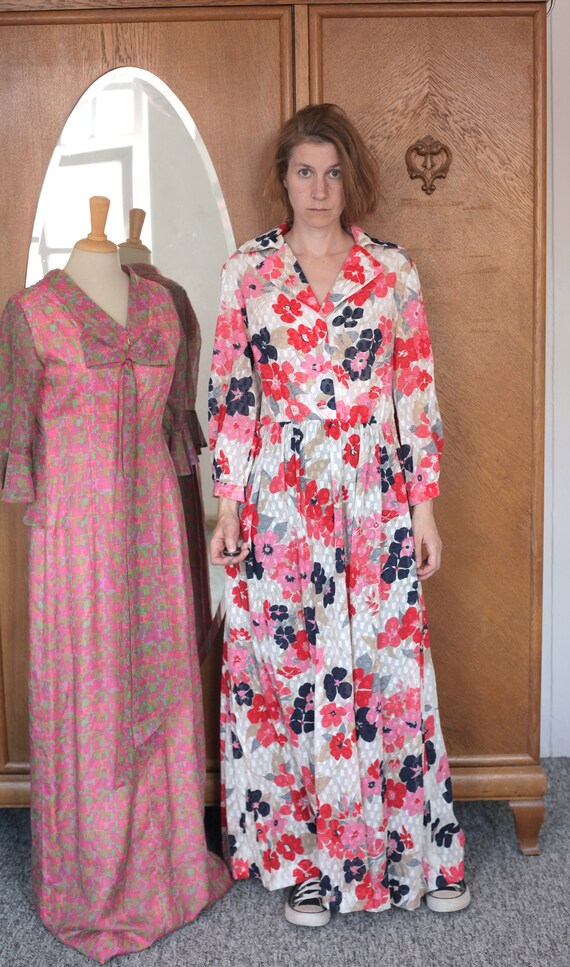 White Handmade Semi-Sheer 1970s Maxi Day Dress with C… - Gem