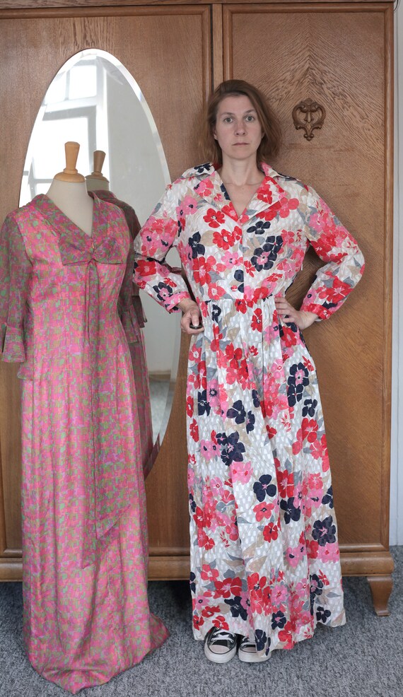 White Handmade Semi-Sheer 1970s Maxi Day Dress with C… - Gem