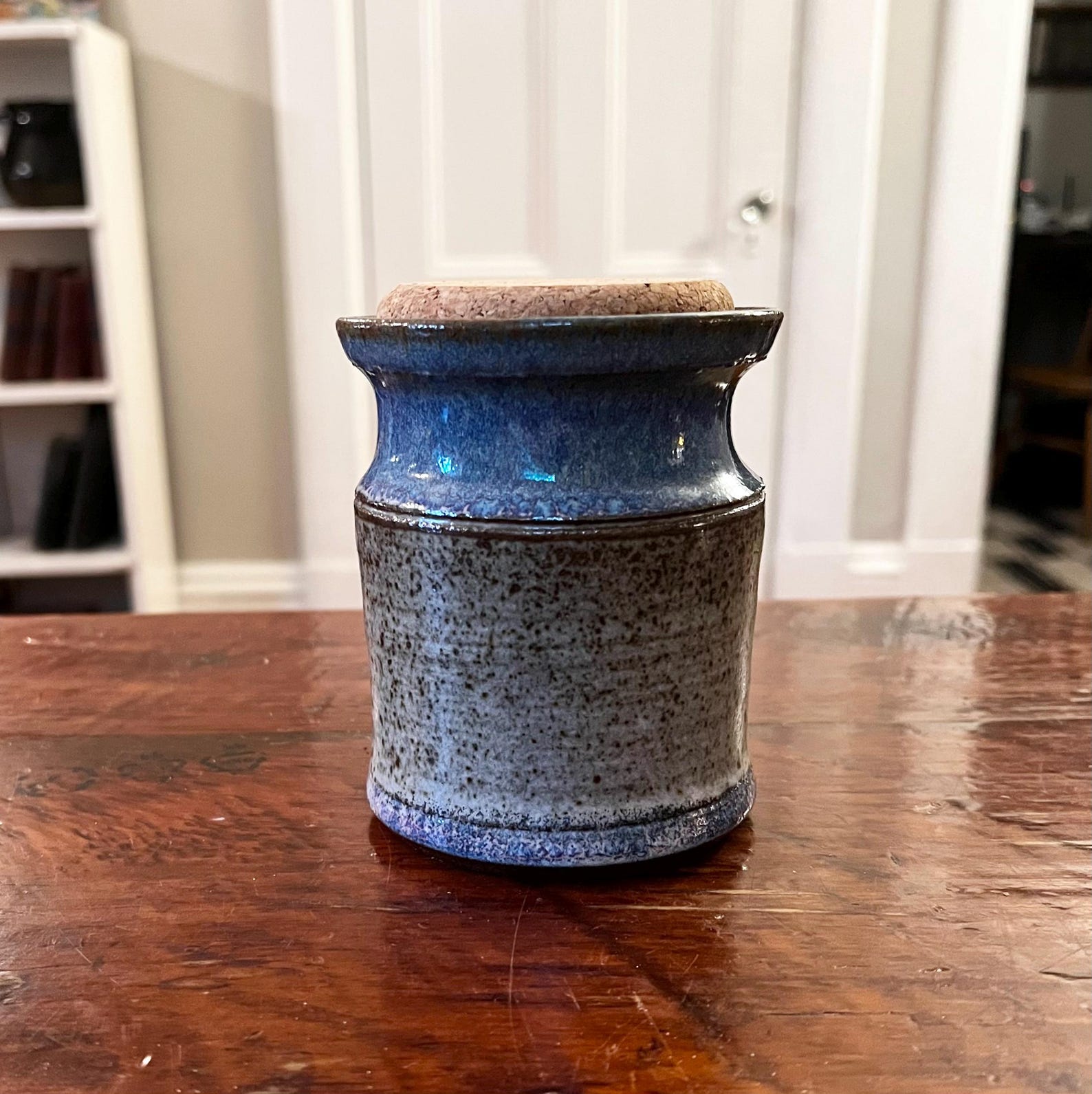 Studio Pottery Jar With Cork Stopper Blue Vintage 1978 Janice Rowell ...
