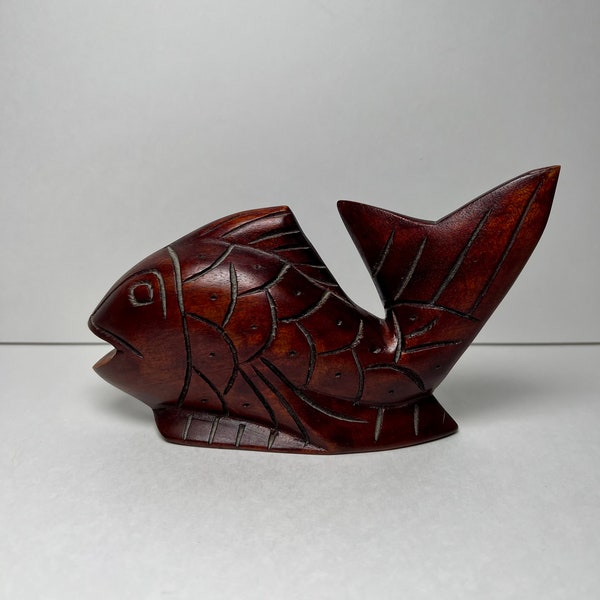 Vintage Carved Wood Fish - Etsy