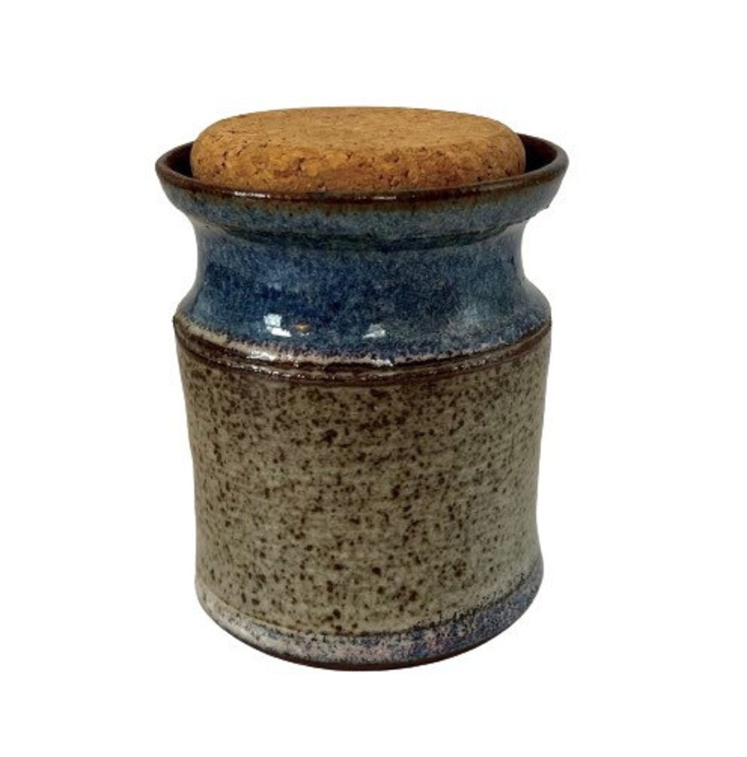 Studio Pottery Jar With Cork Stopper Blue Vintage 1978 Janice Rowell ...