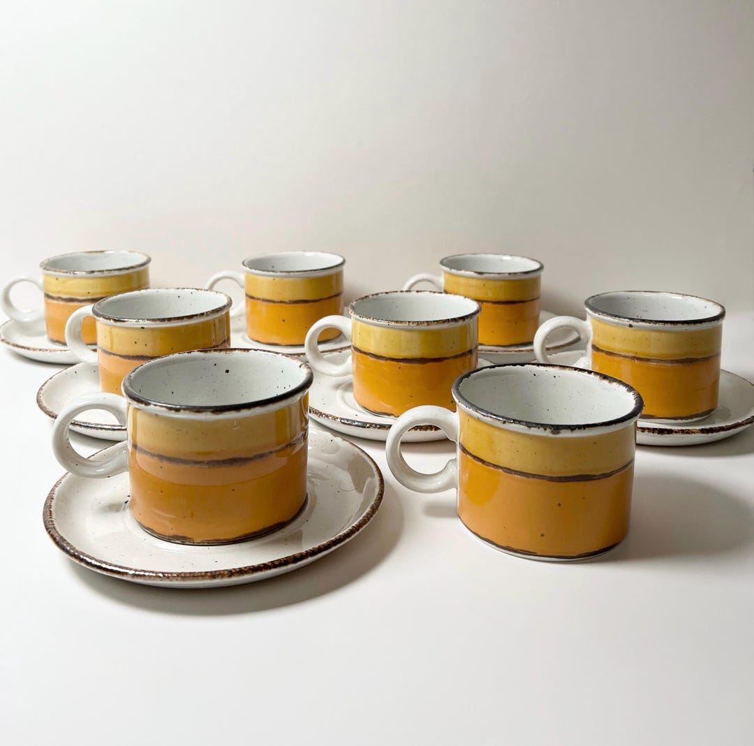 Midwinter Sun 8 Coffee Cups and 7 Saucers England Mid Century ...