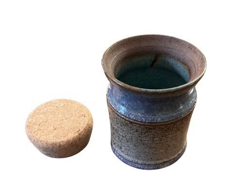Studio Pottery Jar With Cork Stopper Blue Vintage 1978 Janice Rowell ...