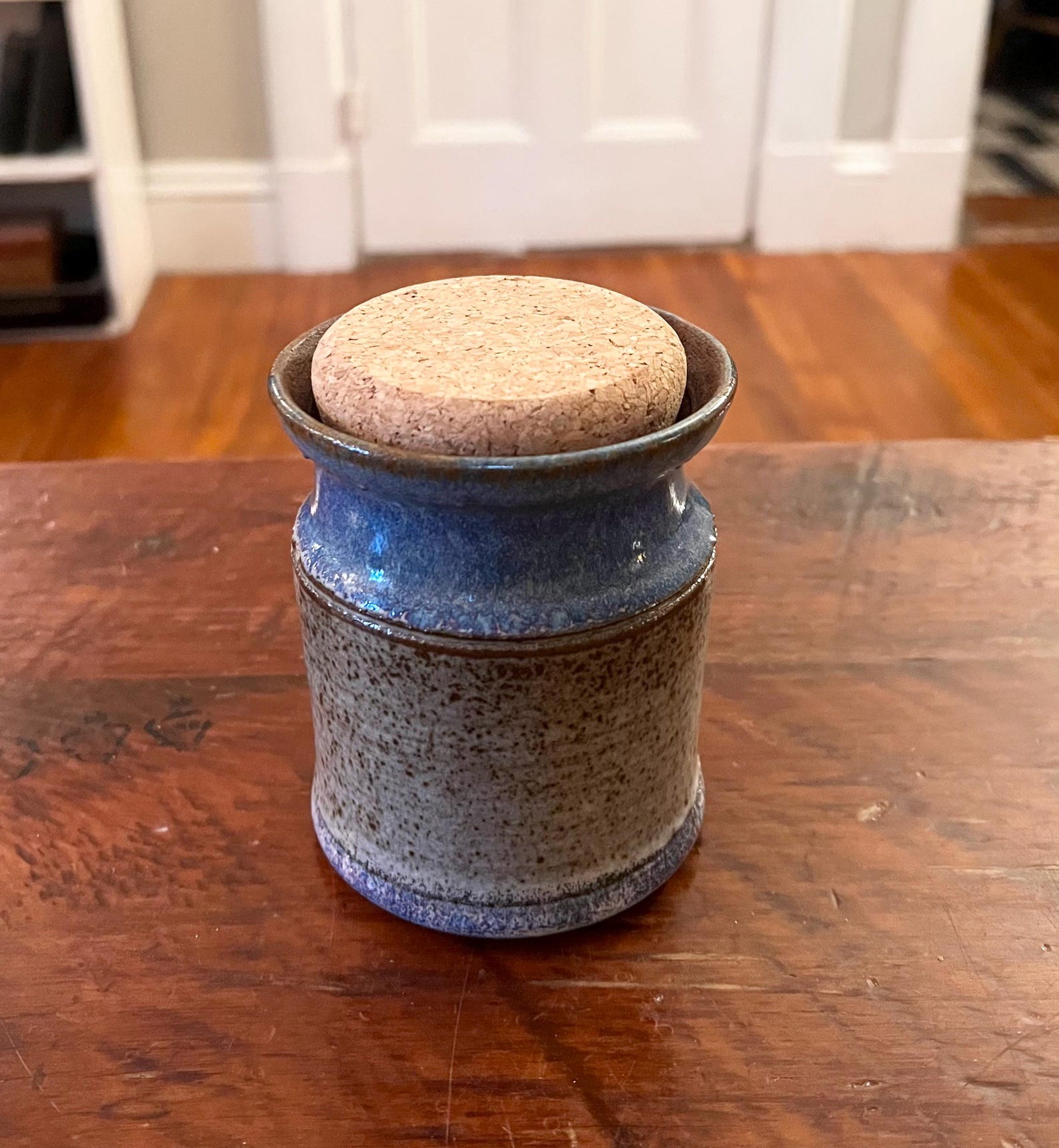 Studio Pottery Jar With Cork Stopper Blue Vintage 1978 Janice Rowell ...