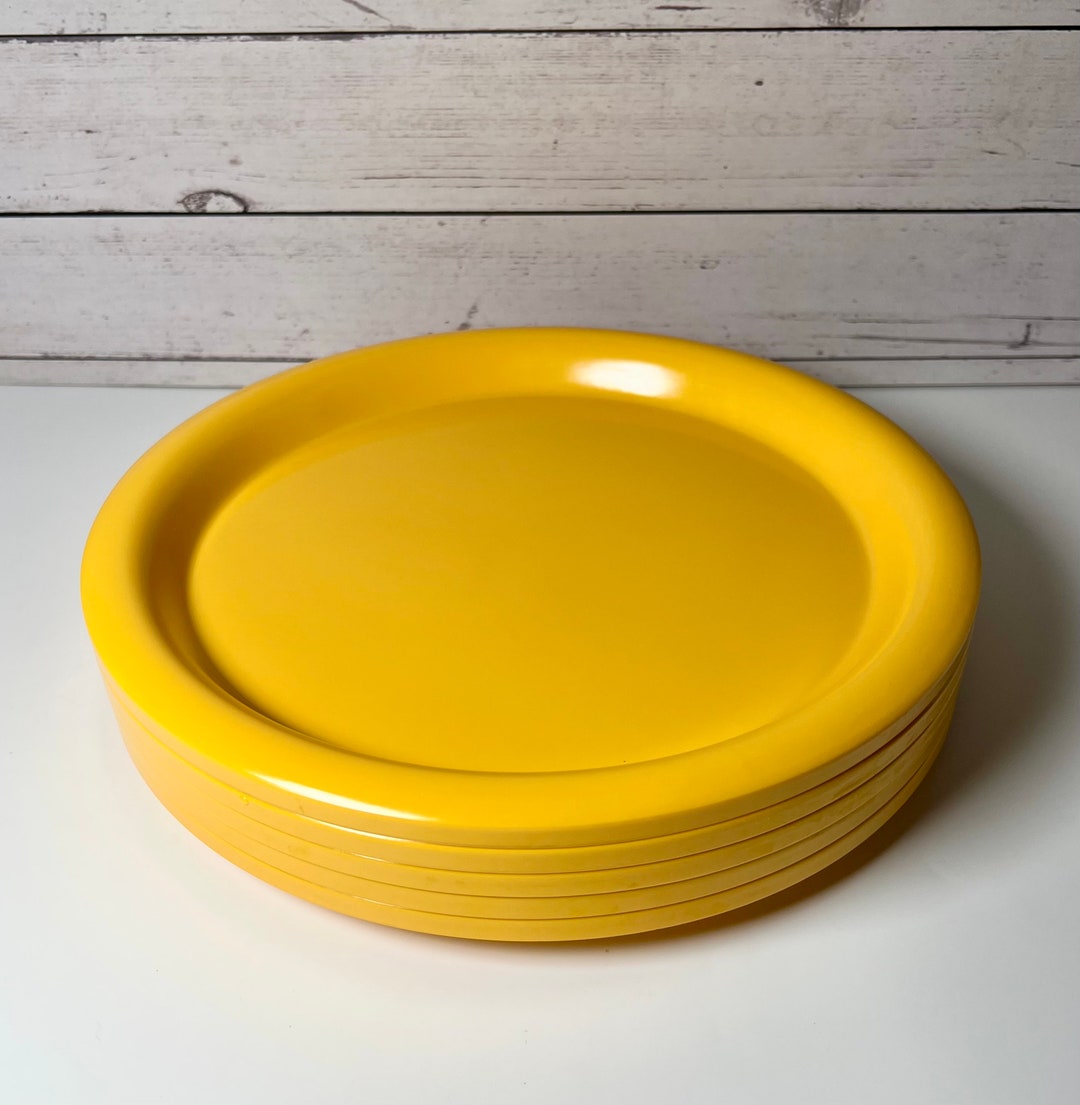 5 Ingrid Chicago Melamine Platters Large Yellow 12 Inch Dinner Plates ...