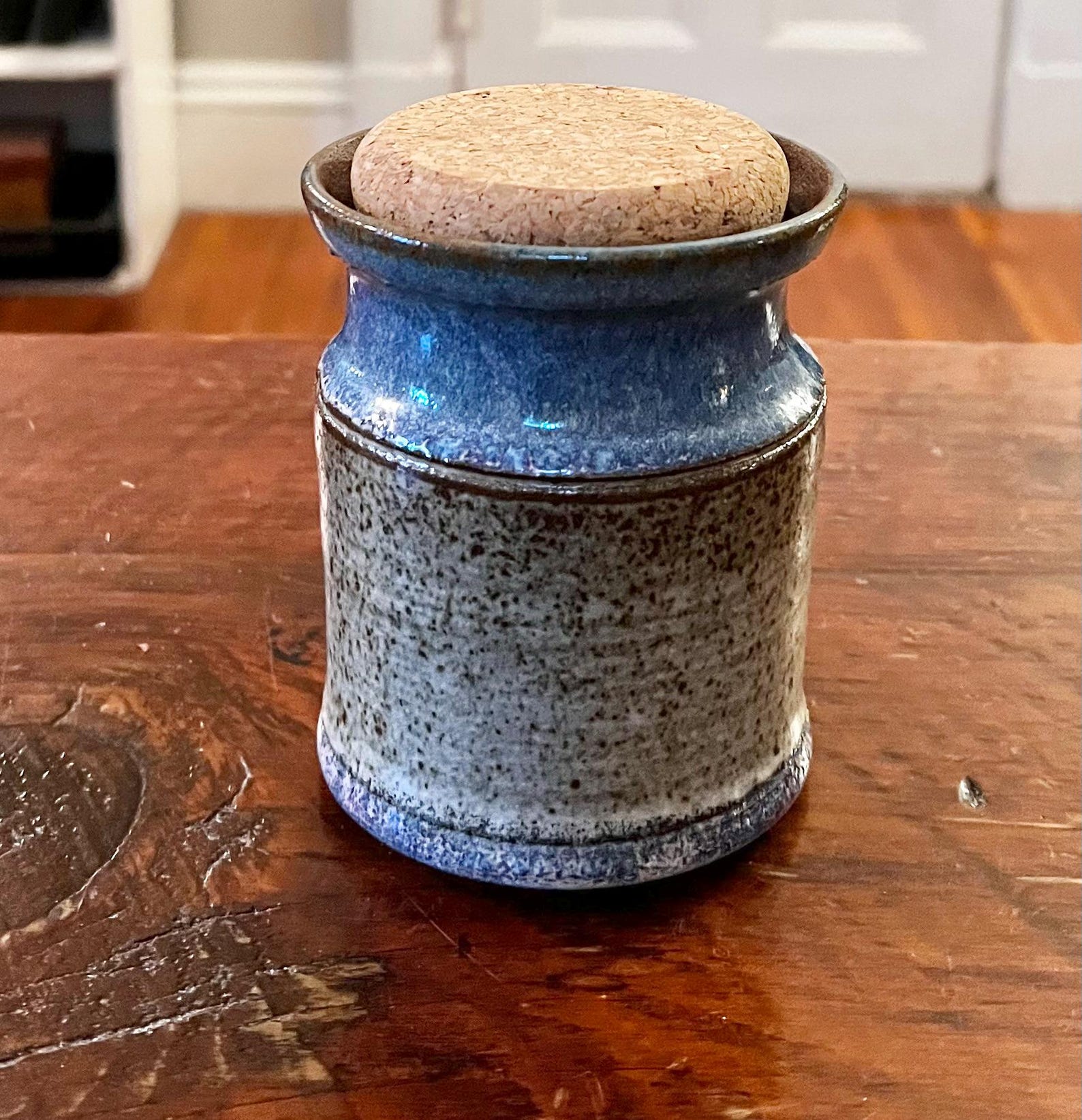 Studio Pottery Jar With Cork Stopper Blue Vintage 1978 Janice Rowell ...