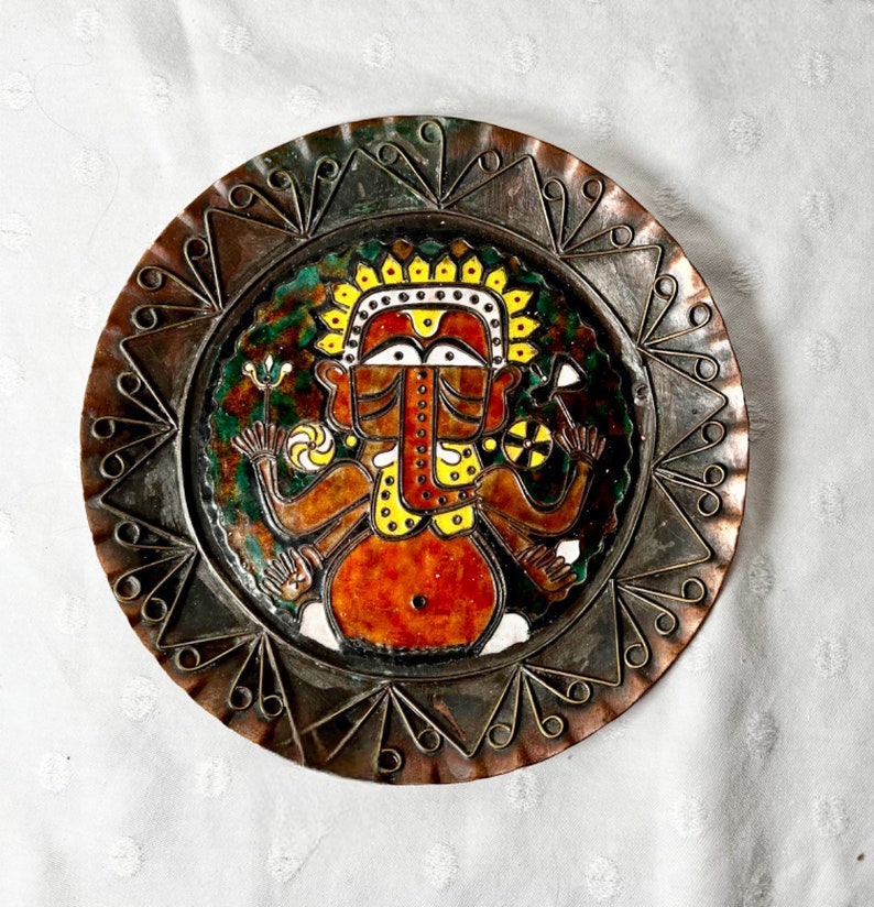 Enamel on Copper Plate Aztec Mayan God Colorful Folk Art 9 - Etsy