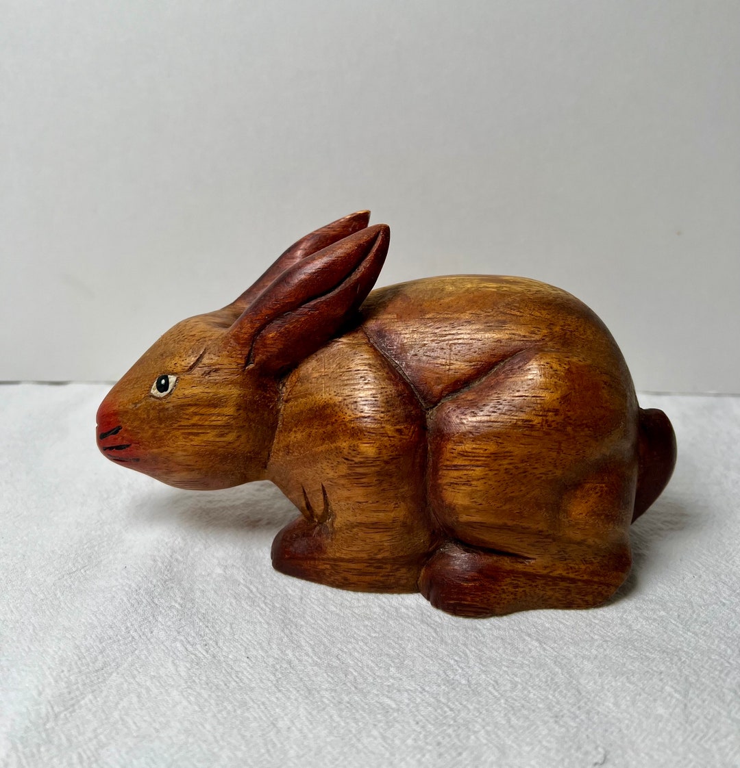 Carved Wood Bunny Rabbit Figurine Sculpture Vintage Easter Gift 6.5” - Etsy