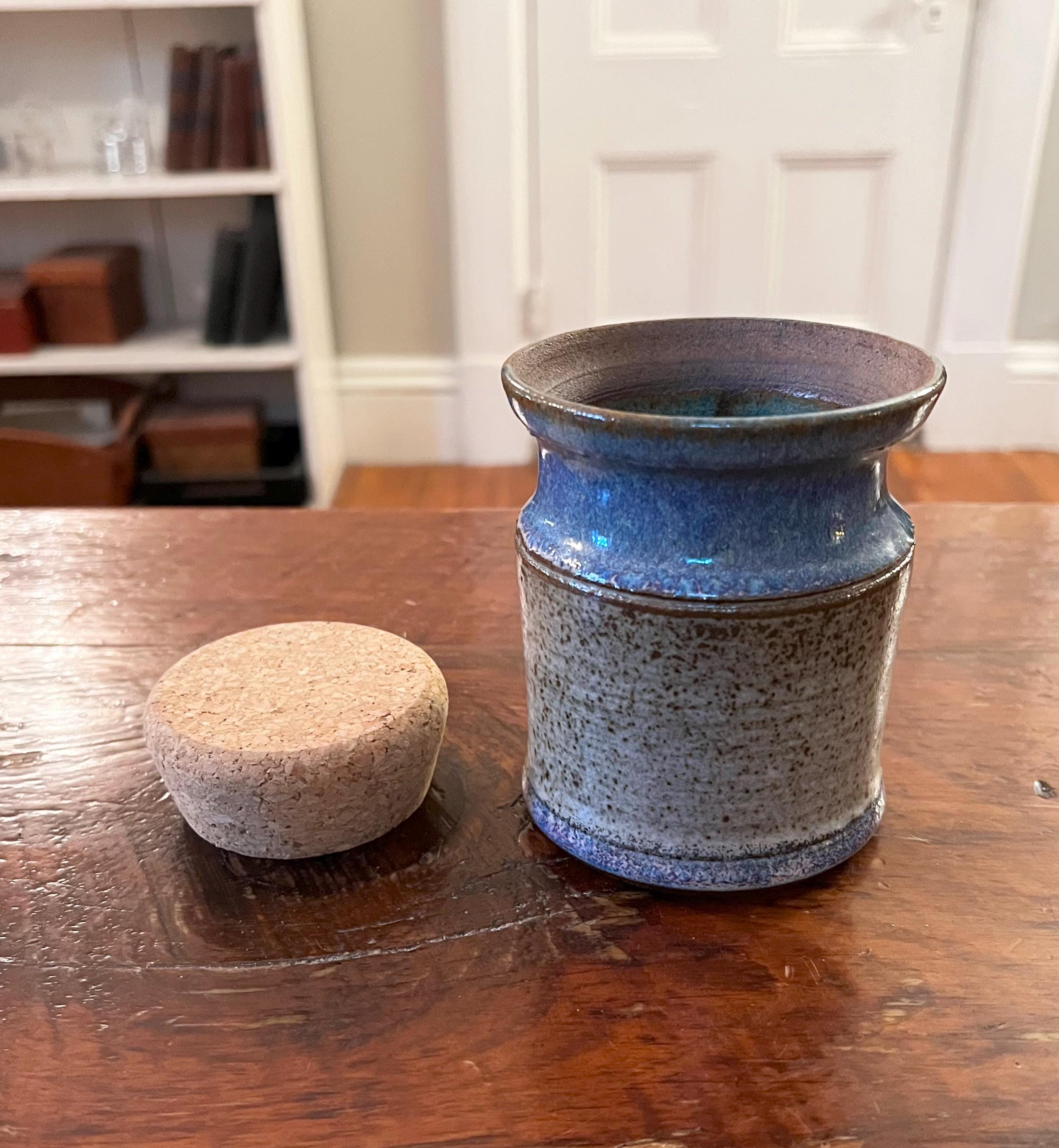 Studio Pottery Jar With Cork Stopper Blue Vintage 1978 Janice Rowell ...