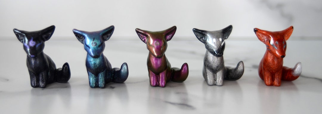 Little Kitsune Painted Fox Figurines Cute Resin Foxes Red - Etsy