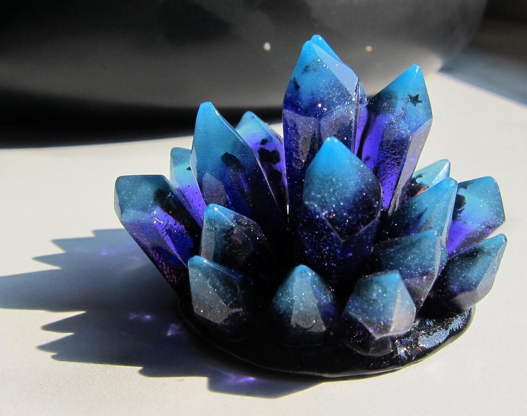 Resin Crystal Cluster - Blue Glow Violet Galaxy Pink Orange Gold Small ...