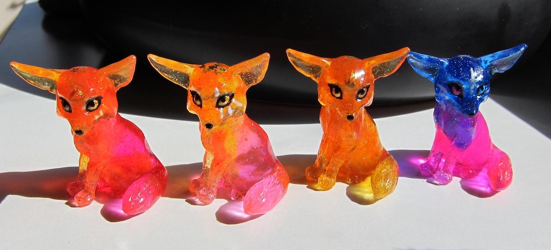Fluorescent Resin Fennec Fox Cute Pixie Foxes Fire Dawn Sunrise Pink ...